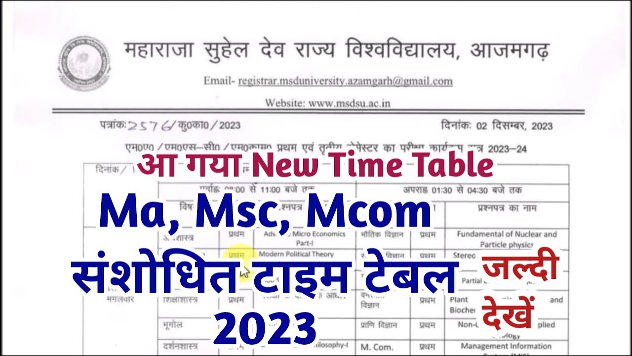 Msdsu ma msc mcom time table 2023 | Ma Msc Mcom Time Table 2023 | Msdsu ...