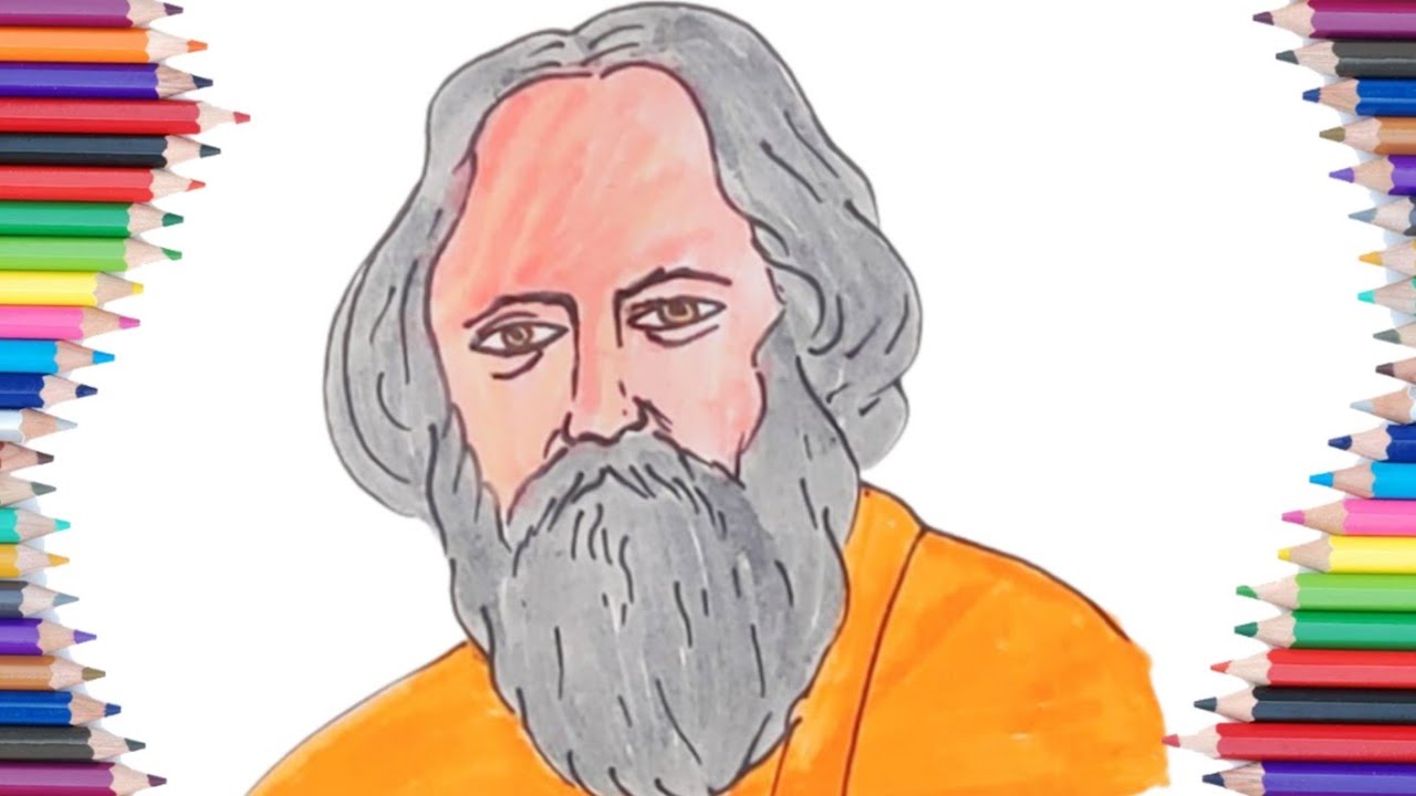 Rabindranath Tagore Drawing Easy | How To Draw Rabindranath Tagore ...