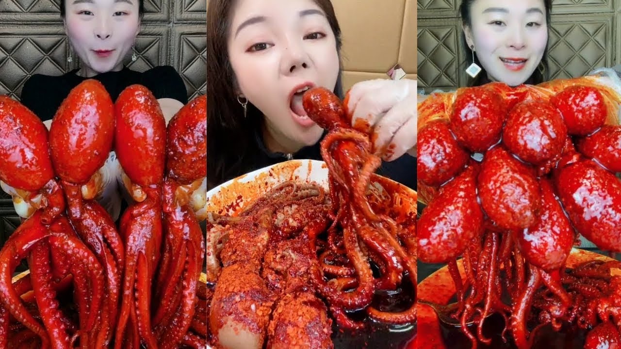 China Mukbang ASMR Spicy Seafood(Octopus, Gaint Lobster Tail,King Crab ...