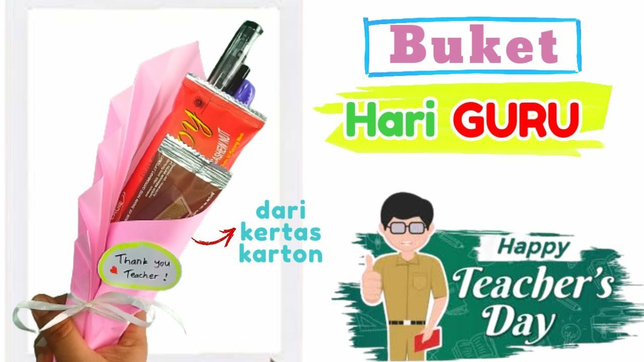 Buket Sederhana untuk Kado Hari Guru || Buket dari Kertas Karton - YouTube