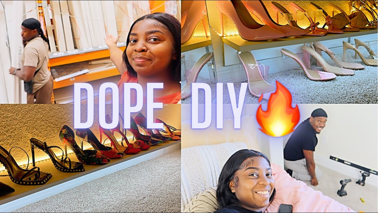 DIY | SHOE FLOATING SHELVES W LED LIGHTS - YouTube