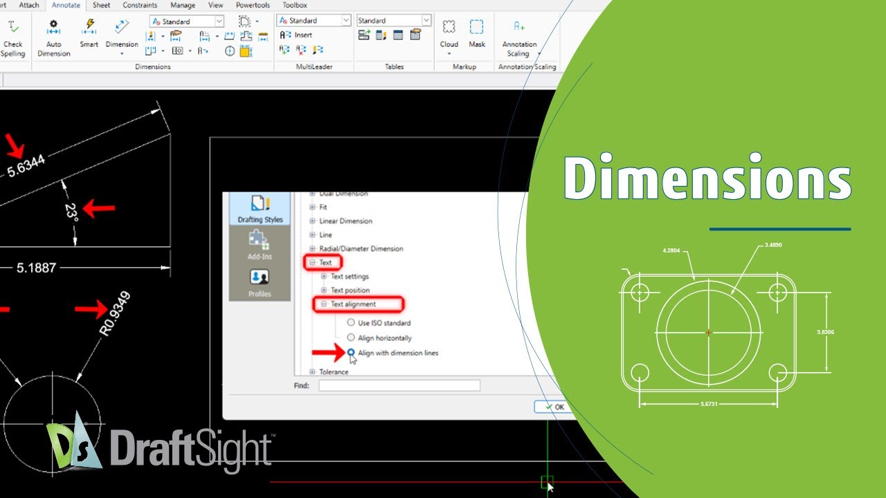 Align Dimension Text with Dimension Line in Dimension Style - YouTube