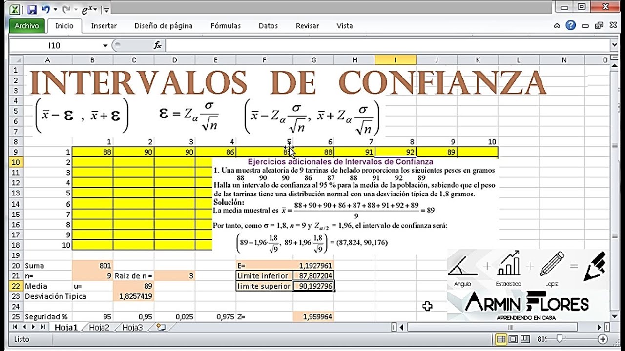 Intervalos de Confianza en Excel P1 explicación teórica, introducción ...