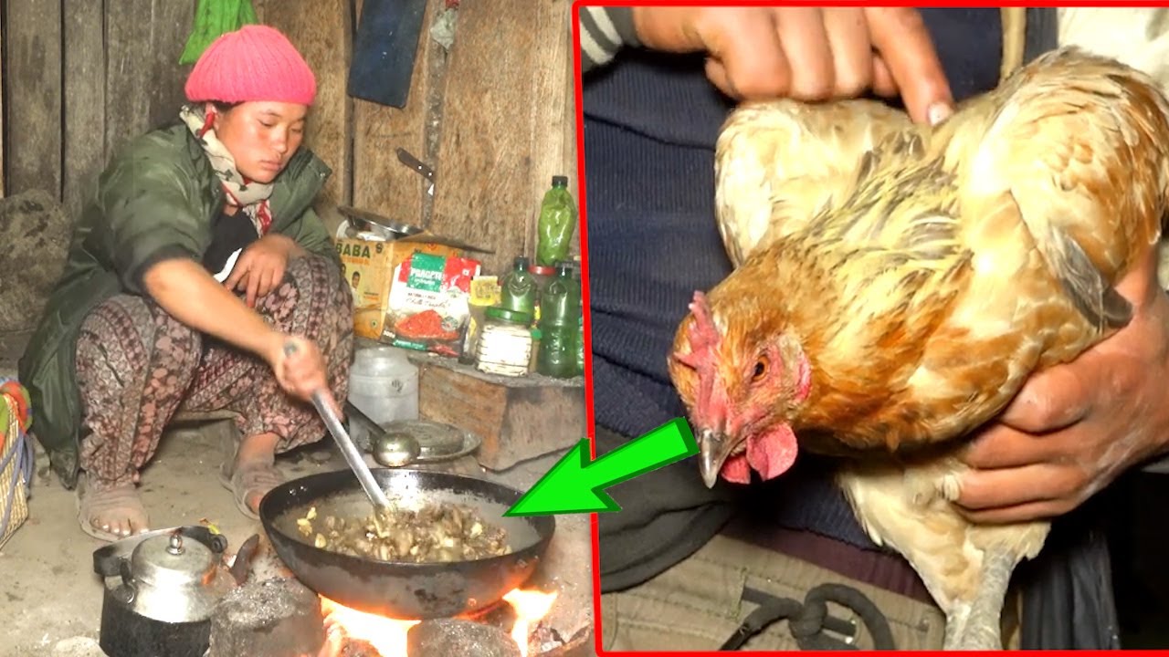 Cooking and eating local chicken curry with guest || Jina is cooking ...