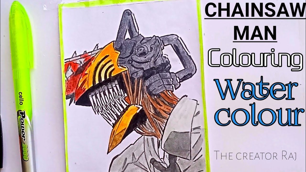 Drawing Chainsaw man[Water colour] Danji draw #drawing - YouTube