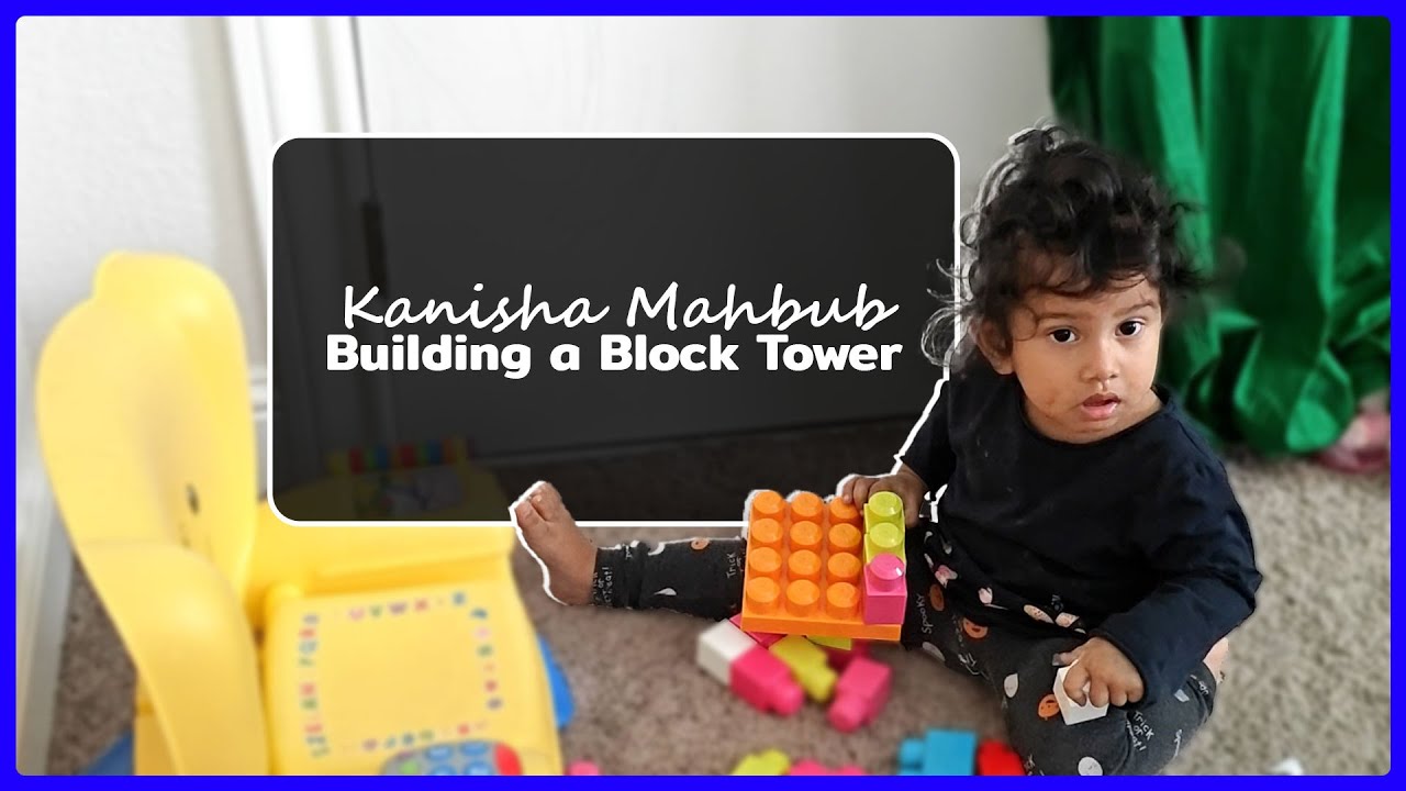 1 year old building block tower - YouTube