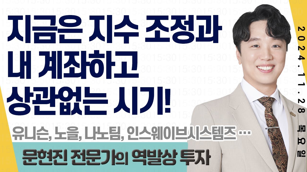 241128 문현진 역발상투자 지금은 지수 조정과 내 계좌하고 상관없는 시기 유니슨 노을 나노팀 인스웨이브시스템즈 인스피언 Youtube