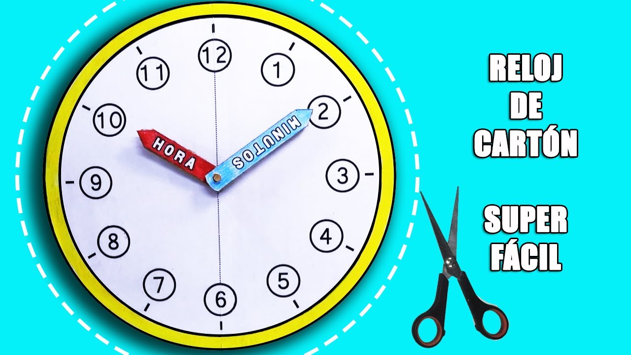 reloj de cartón con manecillas móviles y plantillas gratis - YouTube
