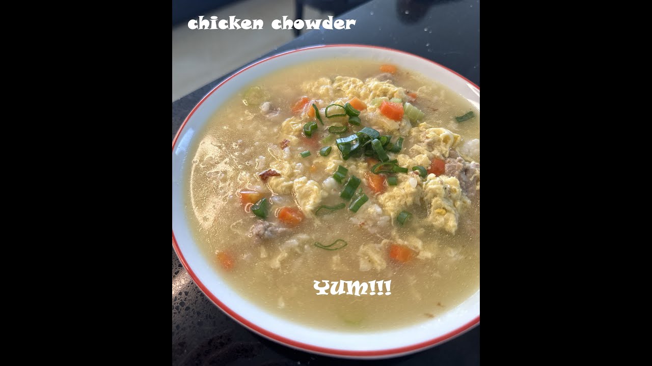 Easy chicken rice chowder with egg (Chicken Lugaw) - YouTube