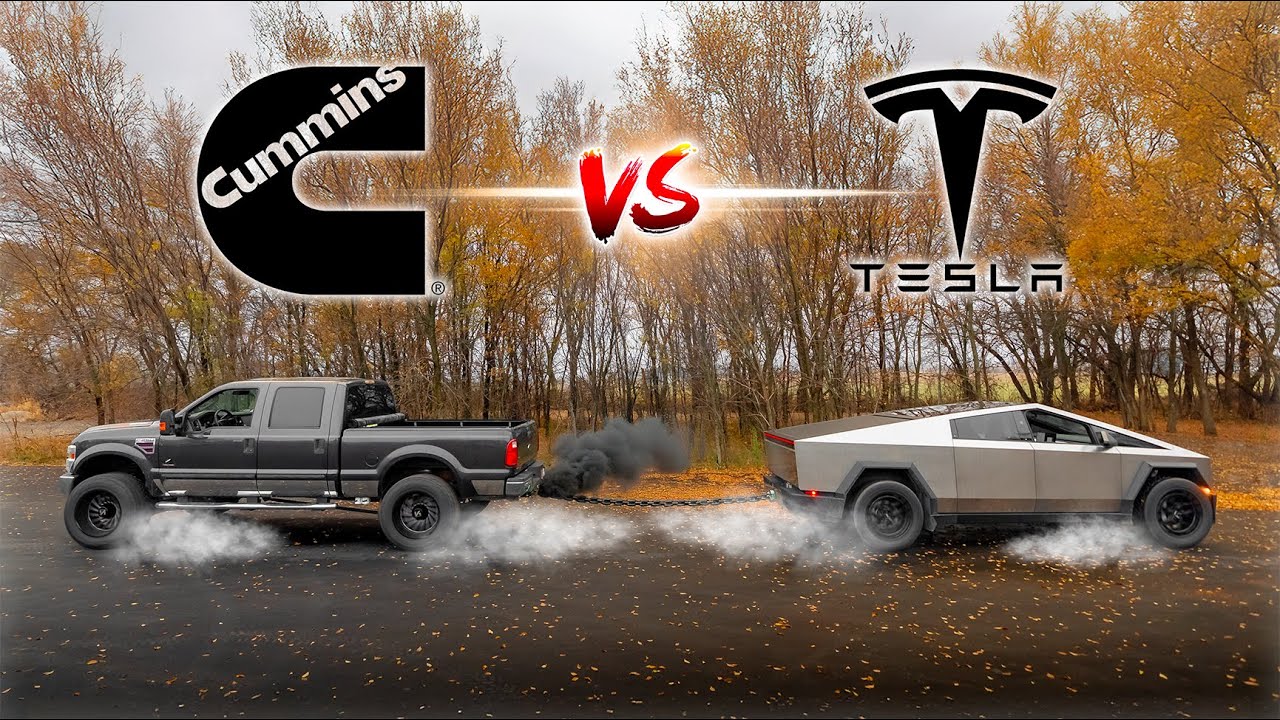 Ultimate Cummins Swapped F250 vs Tesla Cyber Truck! (Tug of War) - YouTube