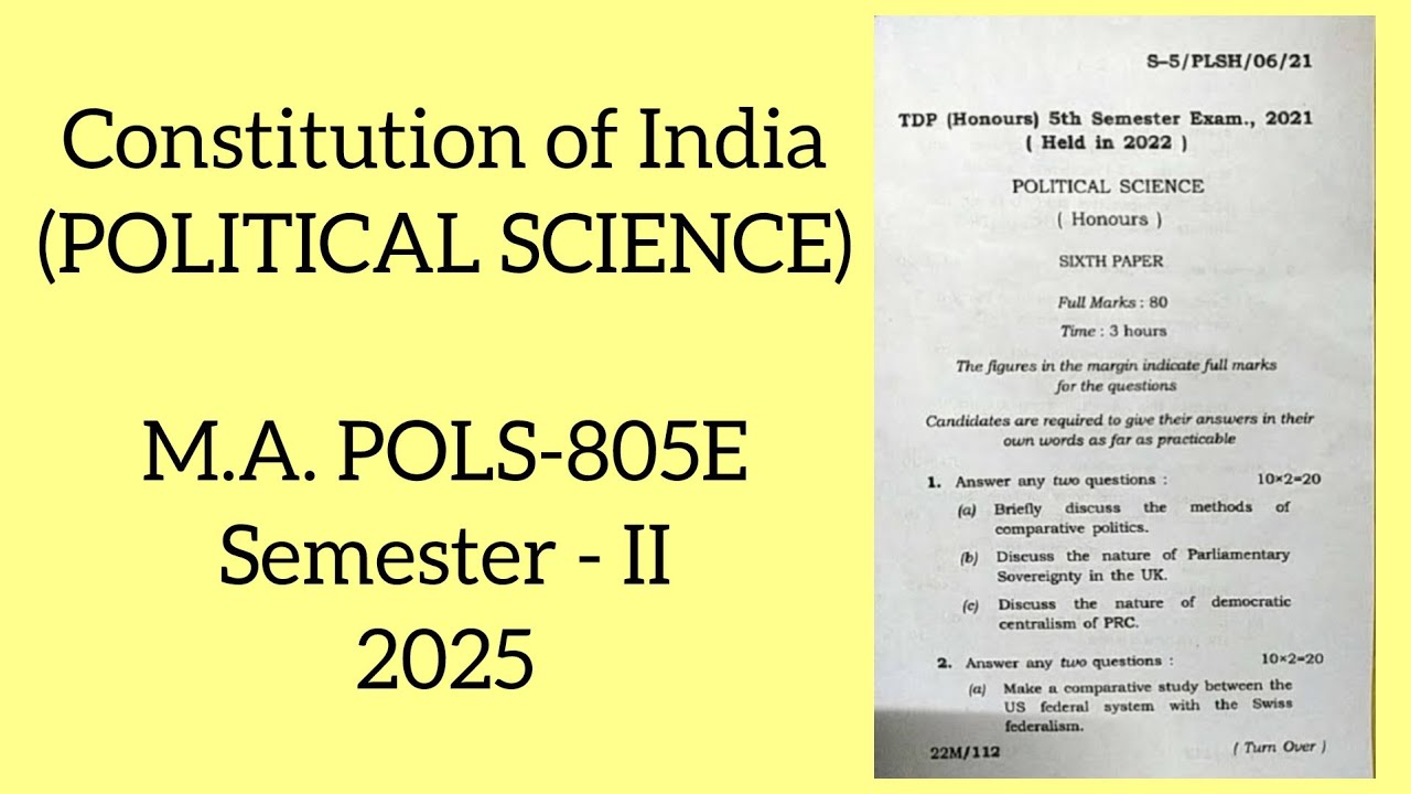 Constitution of India (Political Science) POLS-805E 2nd Semester ...