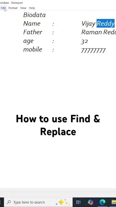 How to use find & Replace in notepad #notepad #find #replace - YouTube