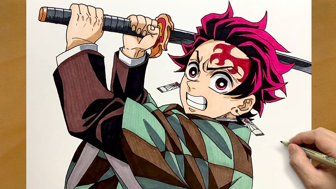 How to draw Tanjiro Kamado from Demon Slayer || Tanjiro anime drawing ...