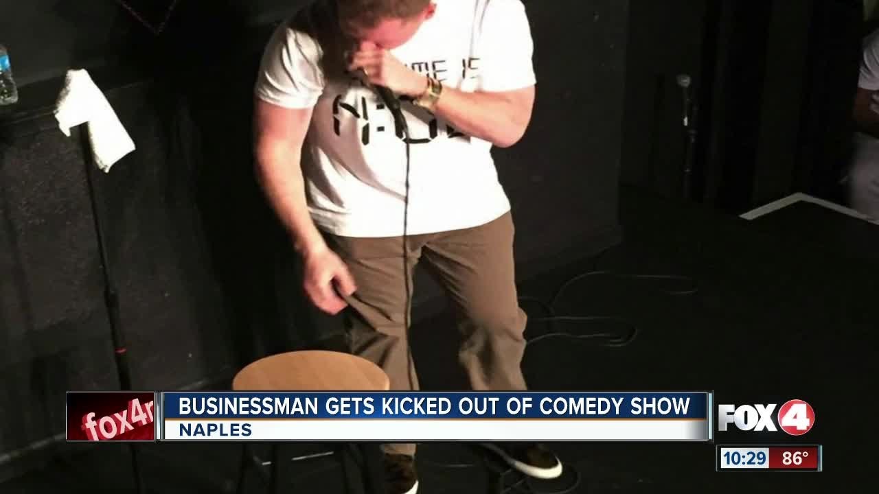 business man gets kicked out of comedy show - YouTube