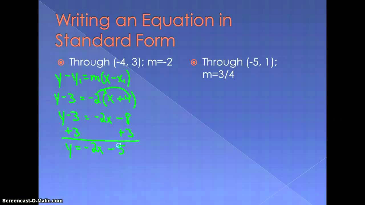 Standard Form Equations - YouTube