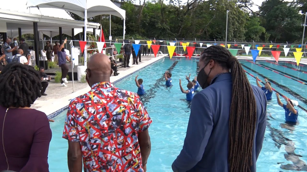 PM Rowley Opens Morvant Community Swimming Pool - YouTube