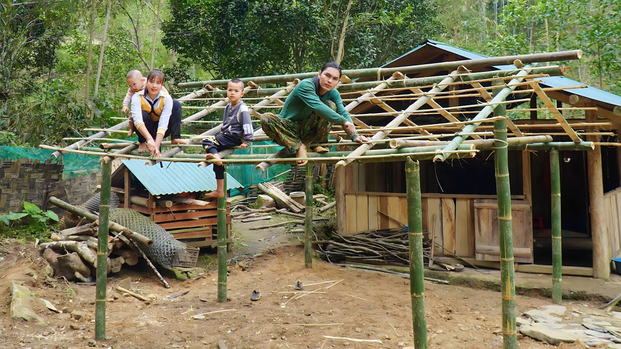 build a kitchen from bamboo, Build farm life - YouTube