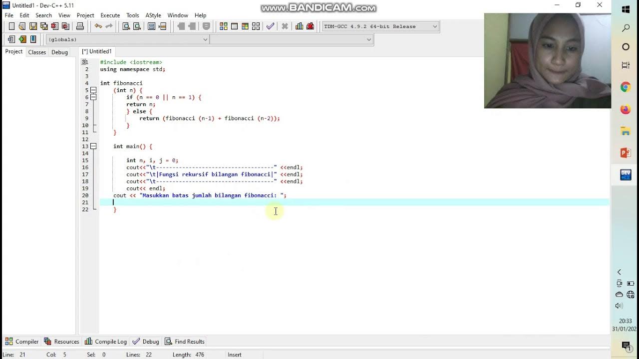 Implementasi Algoritma Rekursif - Fibonacci - YouTube