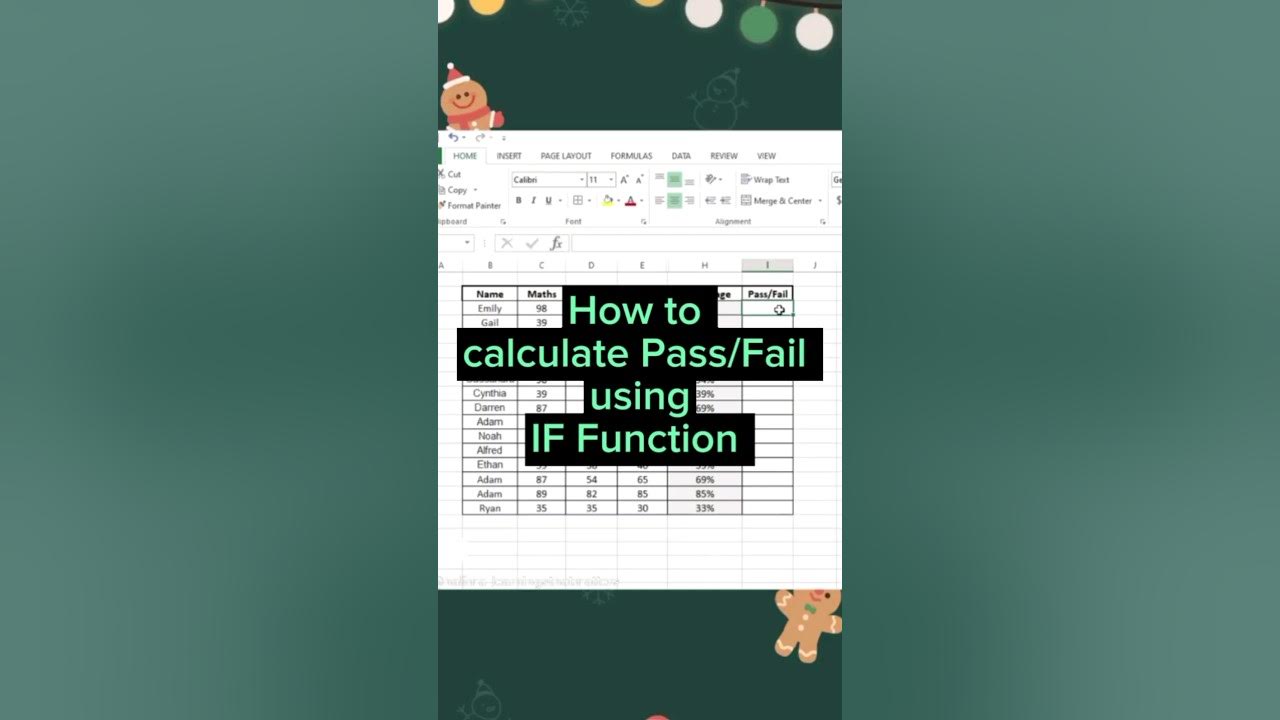Excel IF Function: Calculate Pass/Fail - YouTube