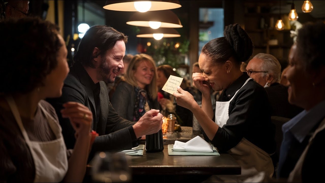 Black Waitress Serves Keanu Reeves, He Gives Her A Note. Reading It ...