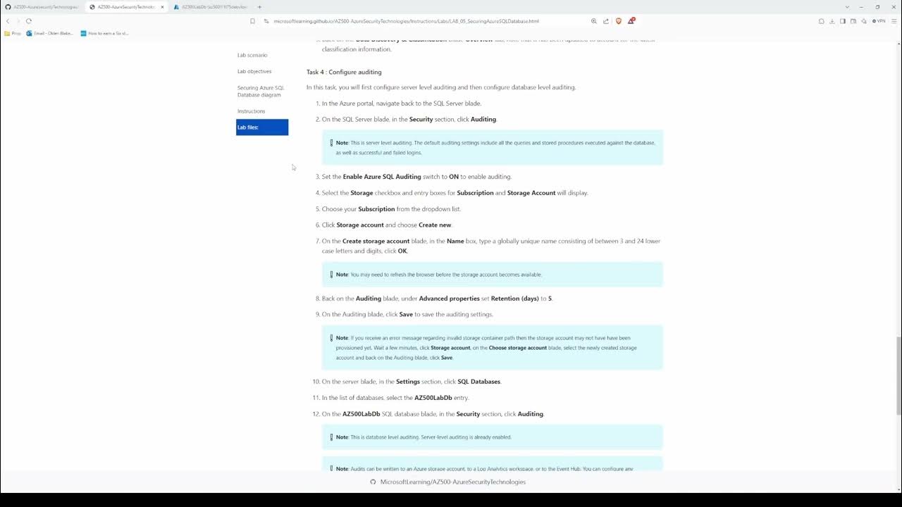 AZ-500 Lab 05: Securing Azure SQL Database - YouTube