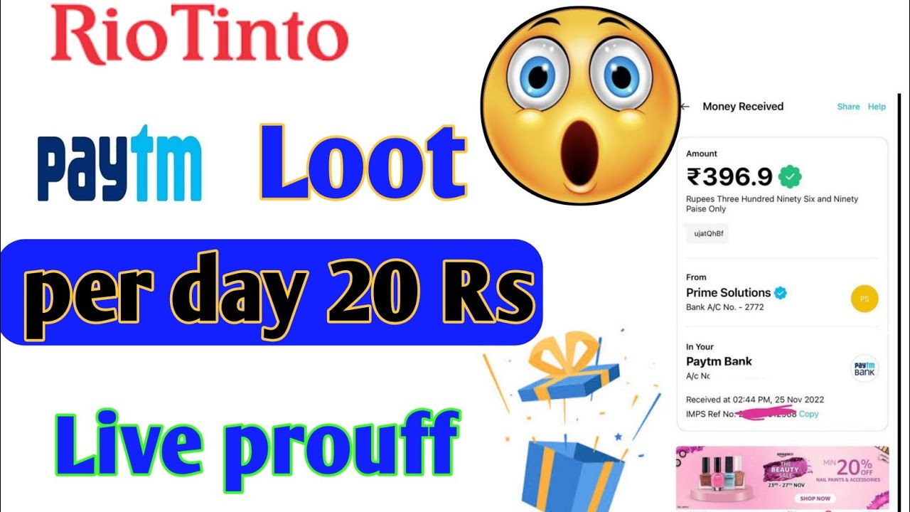Paytm loot 😱 || Rio Tinto app || earning app 2022 - YouTube