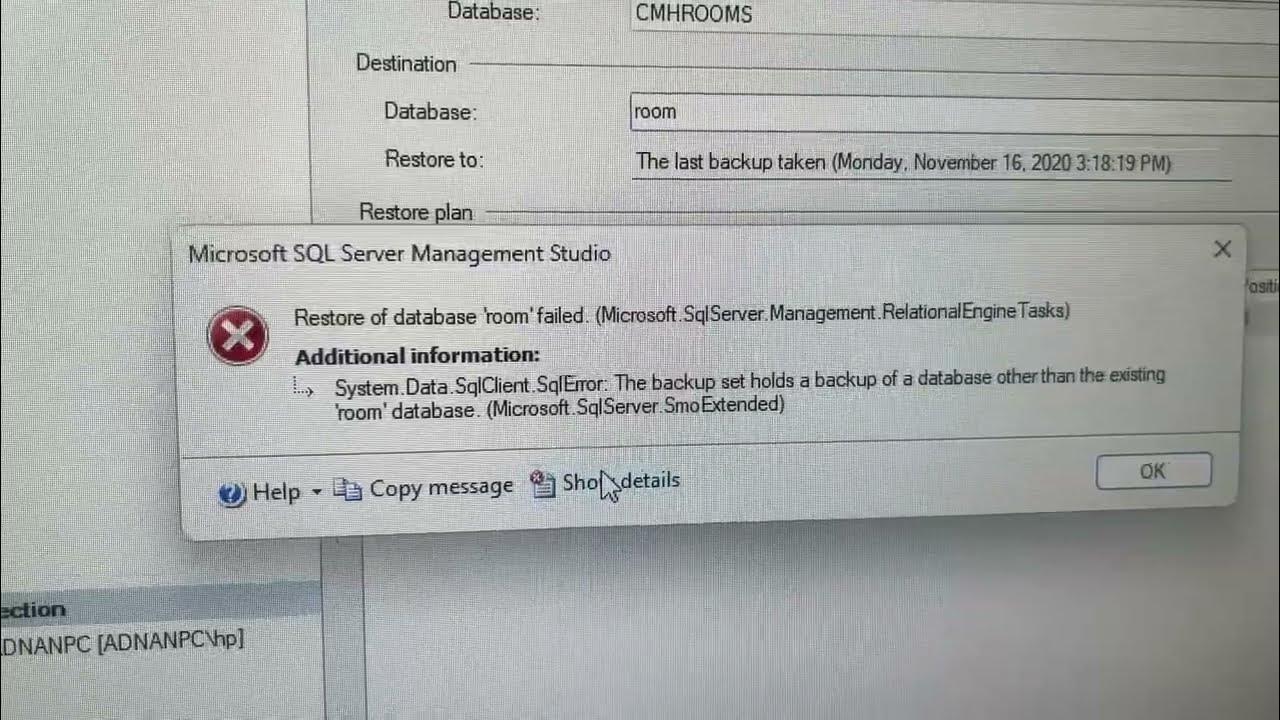 [SOLVED] How to Restore SQLServer Database From backup file | Restore Database Failed - YouTube