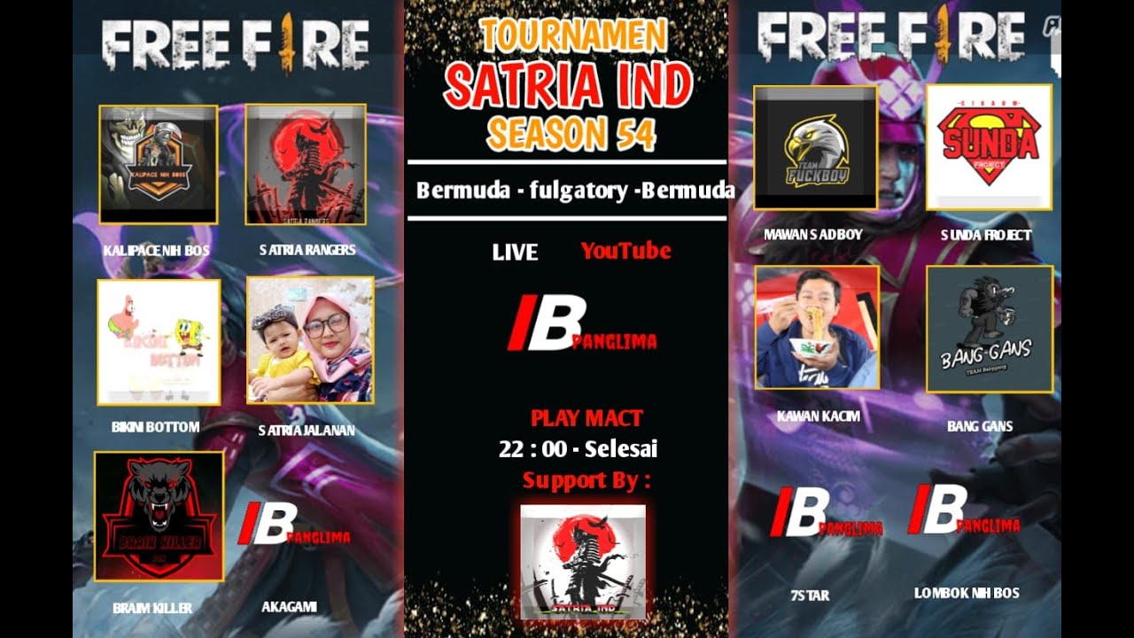 TOUR SATRIA IND S54!!! FREE FIRE BATTLEGROUND - YouTube