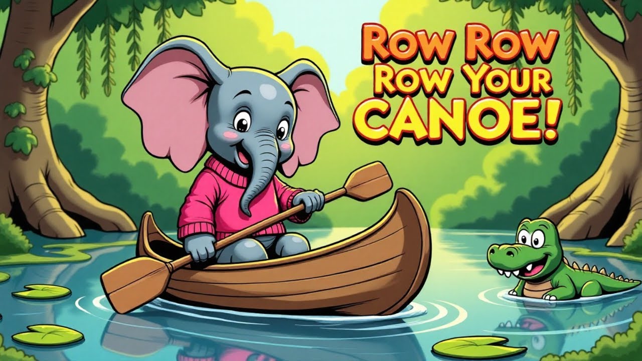 Row Row Row Your Canoe 🚣‍♀️ | Tiki’s Jungle River Song for Kids - YouTube