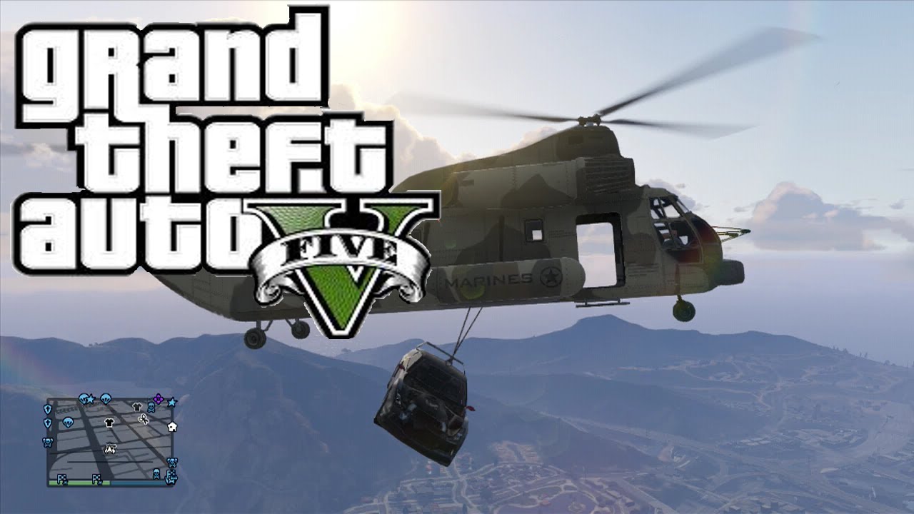 GTA V - Hooking Cars on Helicopters and Parachuting Out of Em' - YouTube