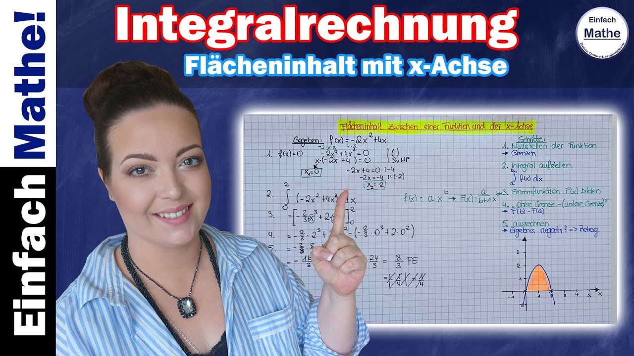Flächeninhalt von f(x) und x-Achse by einfach mathe! - YouTube