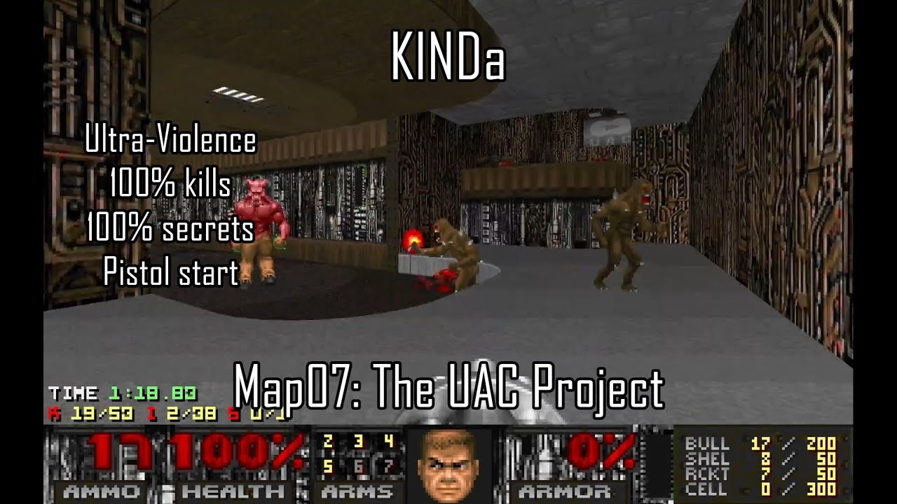 Doom II: KINDa - Map07: The UAC Project (UV-MAX) - YouTube