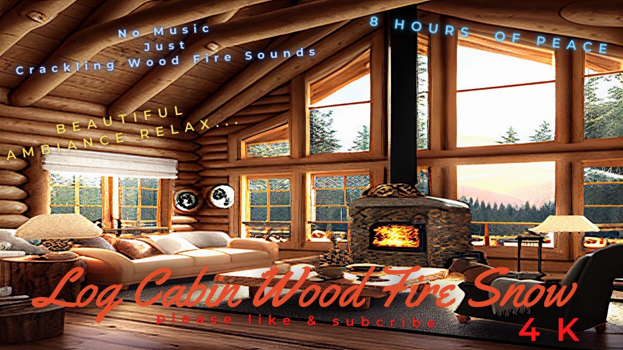 Log Cabin in the Snow Log Fire Sound Only 10 Hours 47 Minutes Relax and ...
