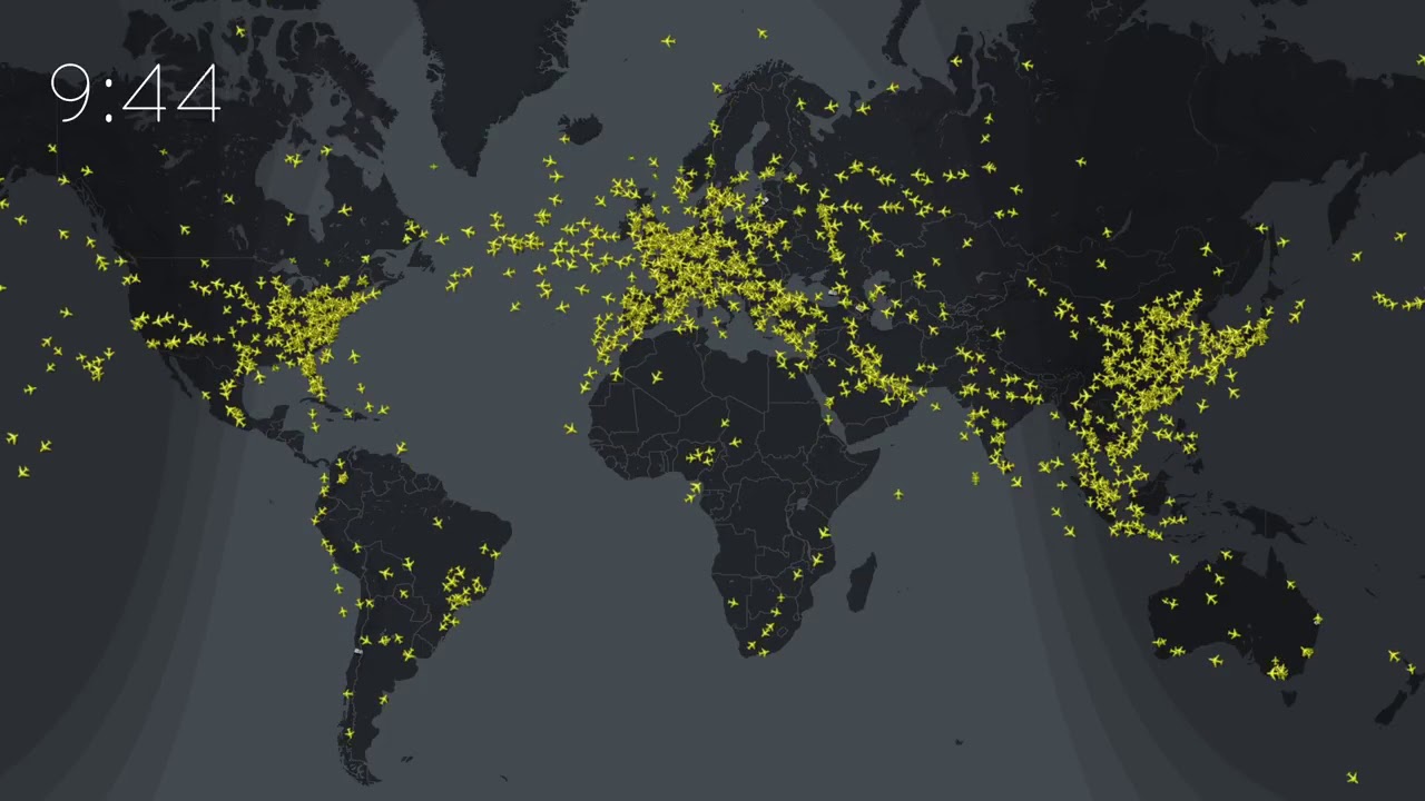 24 Hours World Air Traffic Time-Lapse - YouTube
