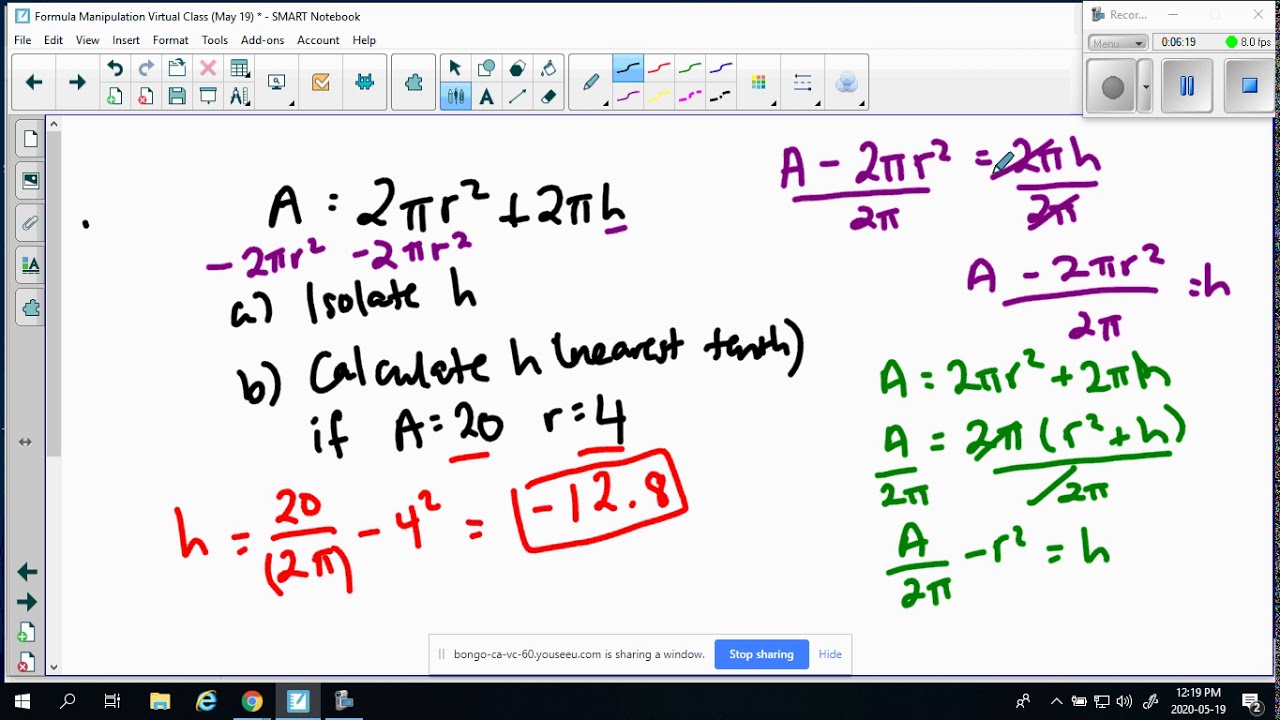 Formula Manipulation Virtual Class (May 19) - YouTube