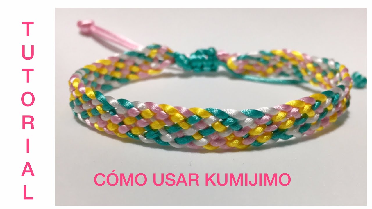 Pulsera de 4 colores TEJIDO con KUMIHIMO #2 / ⭐ TUTORIAL FRIENDSHIP BRACELET - YouTube