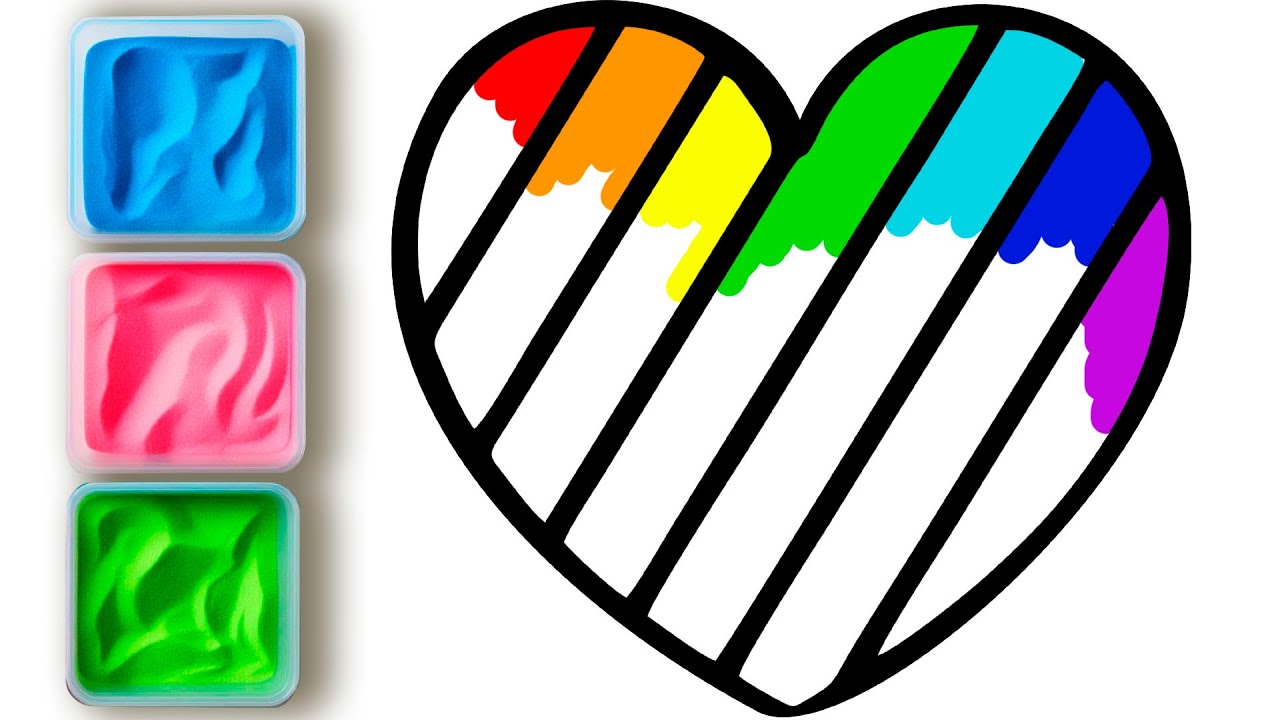 Sand painting, drawing and coloring rainbow hurt - YouTube