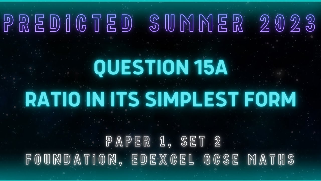 Q15a Ratio in its simplest form - YouTube