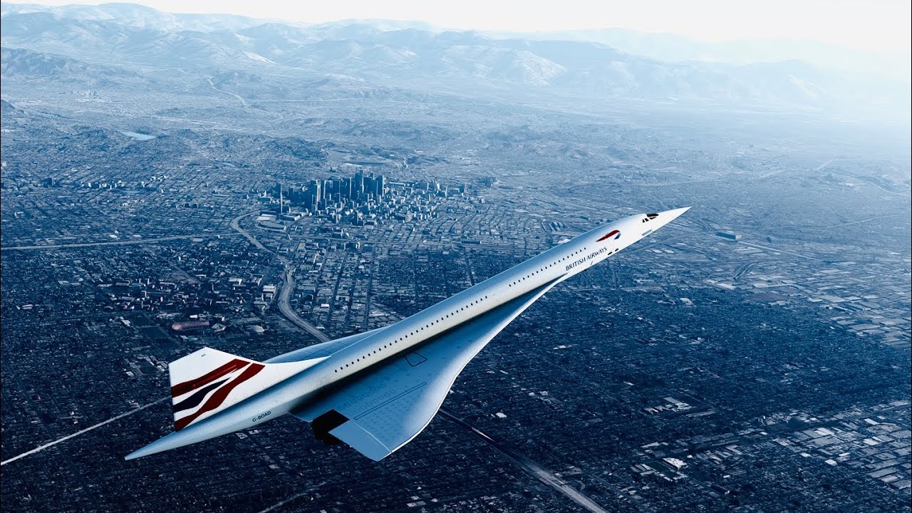 Concorde departure from Los Angeles, California. British Airways BAC ...