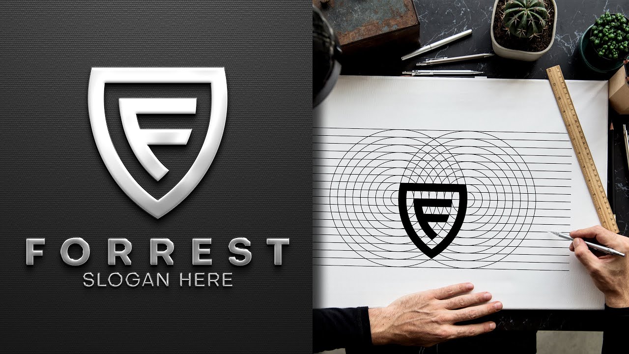 F Letter Shield Logo Design in Illustrator | Logo Design Process ...