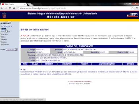 Tutorial 1.3: Consulta de calificaciones (SIIAU) - YouTube