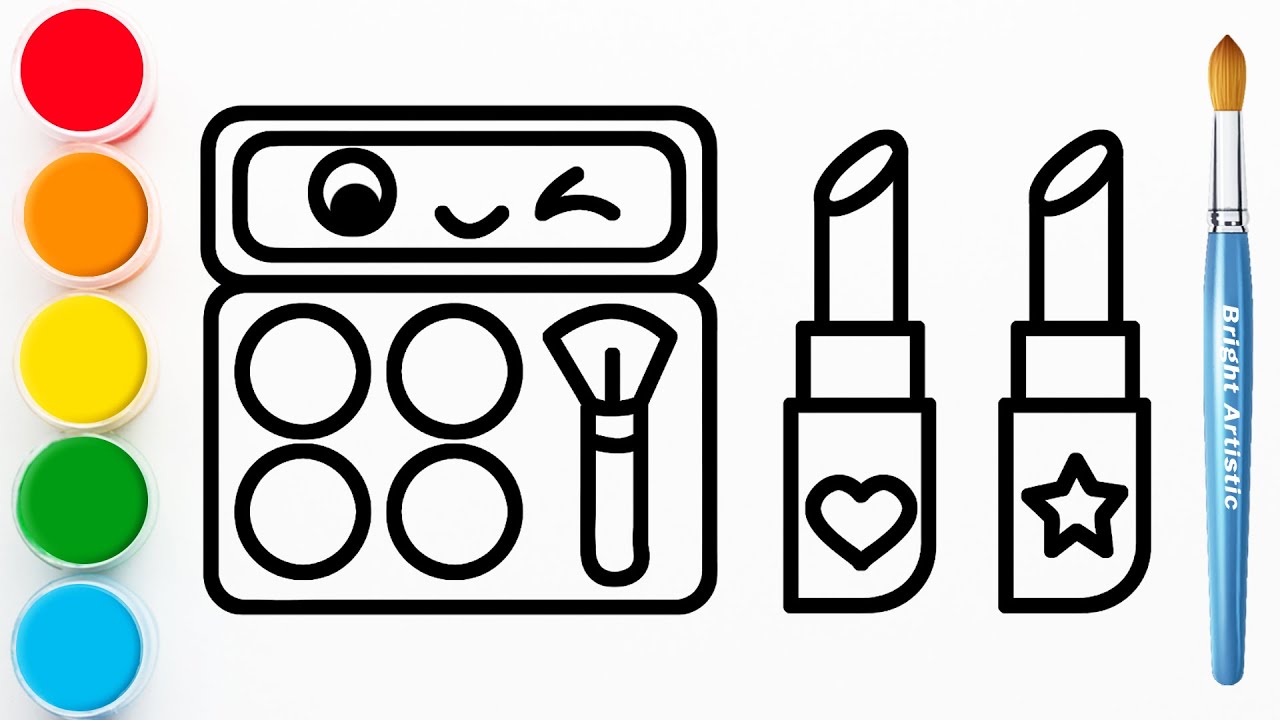 How to Draw a makeup set 💅💄 step by step - YouTube