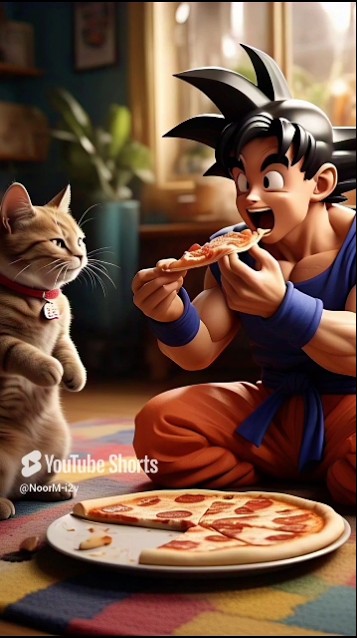 Goku and Pizza Cat😅😋#shorts #youtubeshorts #aicat - YouTube