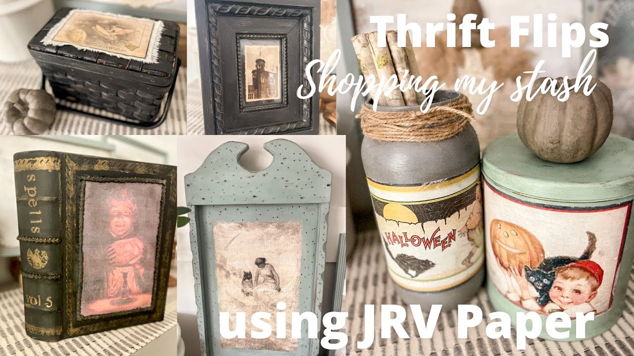 JRV Decoupage Paper | Vintage Halloween | Thrift Flips - YouTube