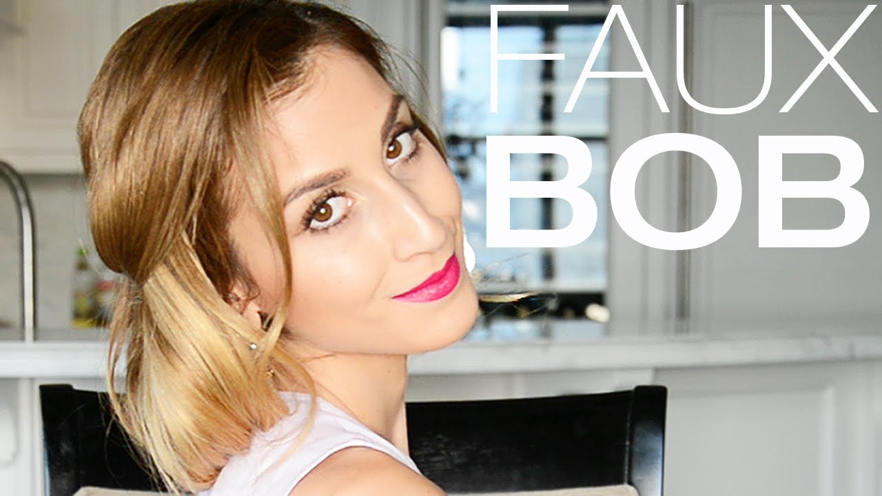 How To Fake Short Hair | Voluminous Faux Bob Hair Tutorial - YouTube