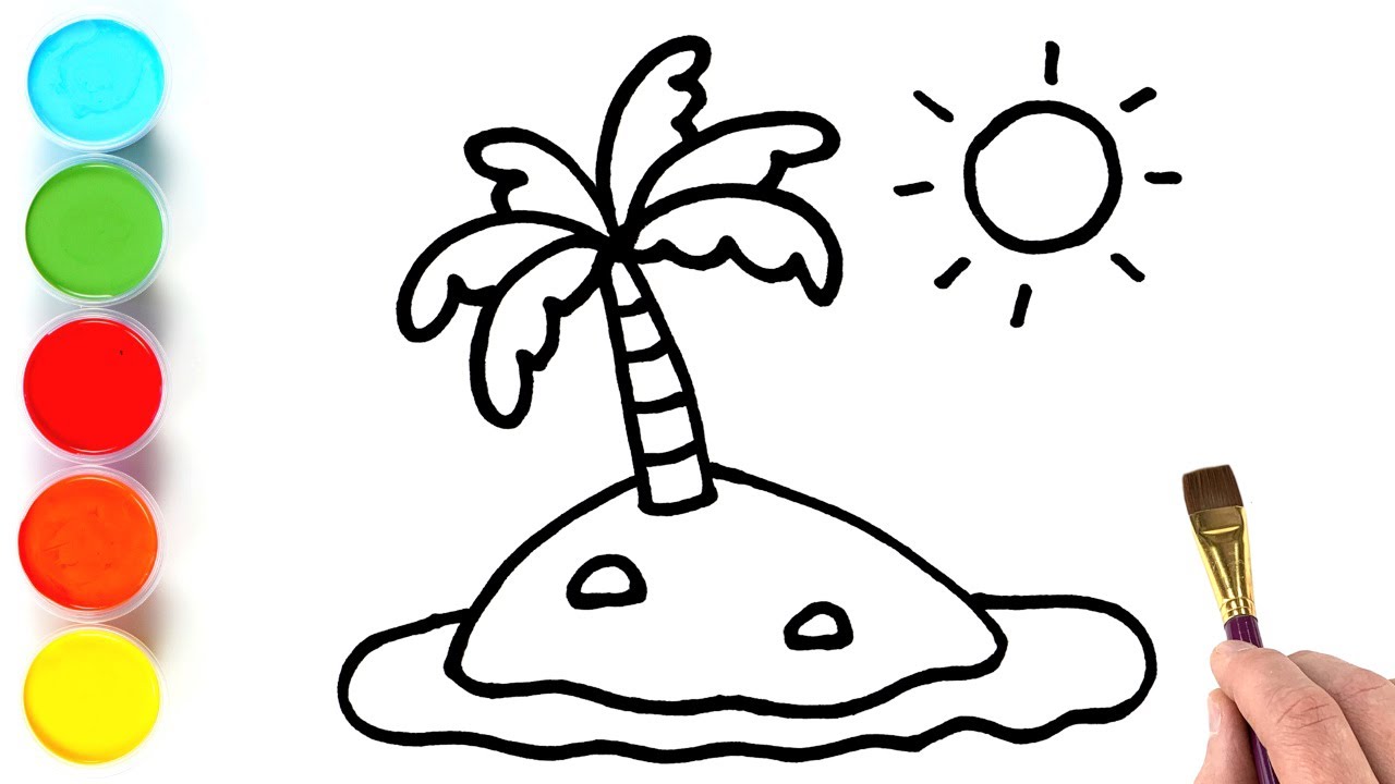 Island Picture Drawing, Painting, Coloring for Kids and Toddlers | Let ...