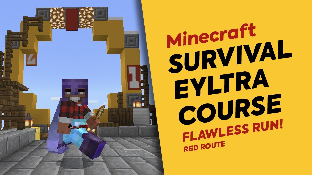 Minecraft Survival Elytra Course Flawless Run - Red Route - YouTube
