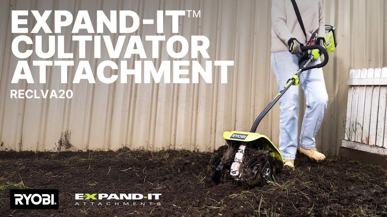RYOBI Expand-It™ Cultivator Attachment (RECLVA20) in action - YouTube