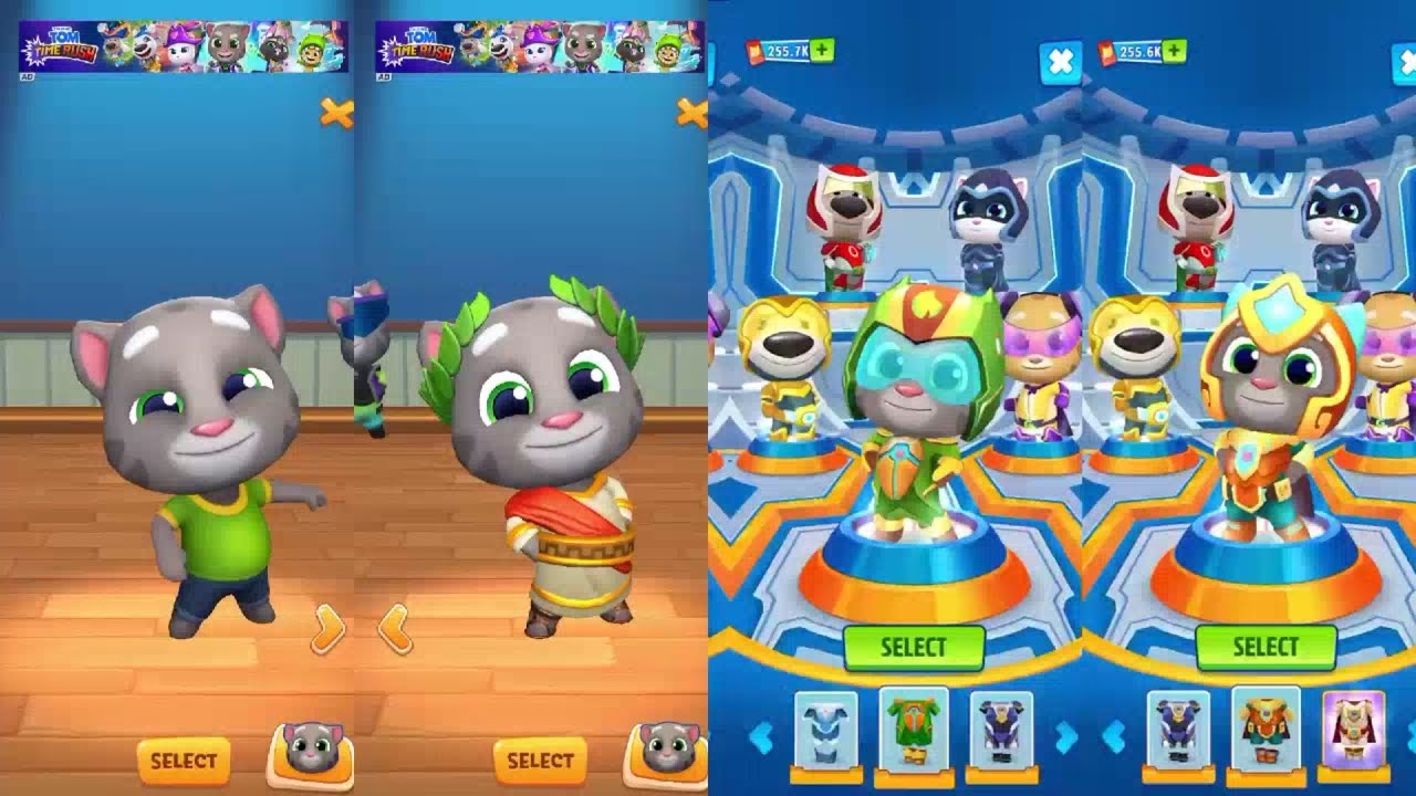 Talking Tom Hero Dash vs Talking Tom Gold Run 2 Planet Power Tom vs ...