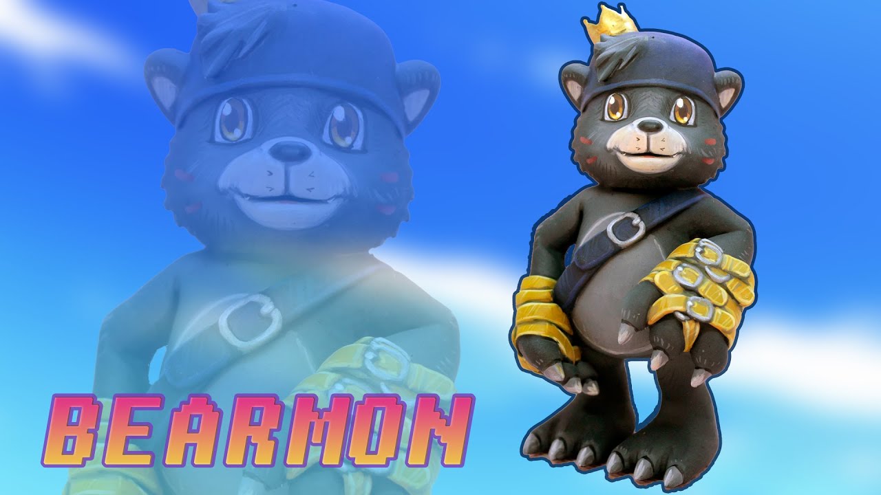Bearmon Digimon fanart statue showcase - YouTube
